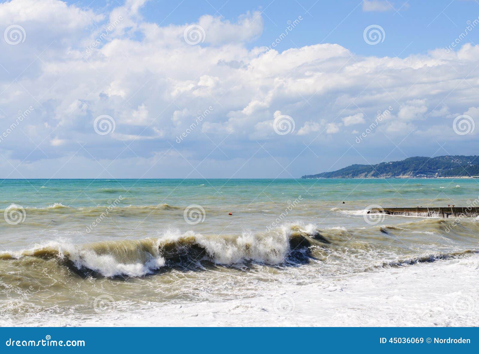 Storm Waves on a Sunny Day. Stock Image - Image of weather, beach: 45036069