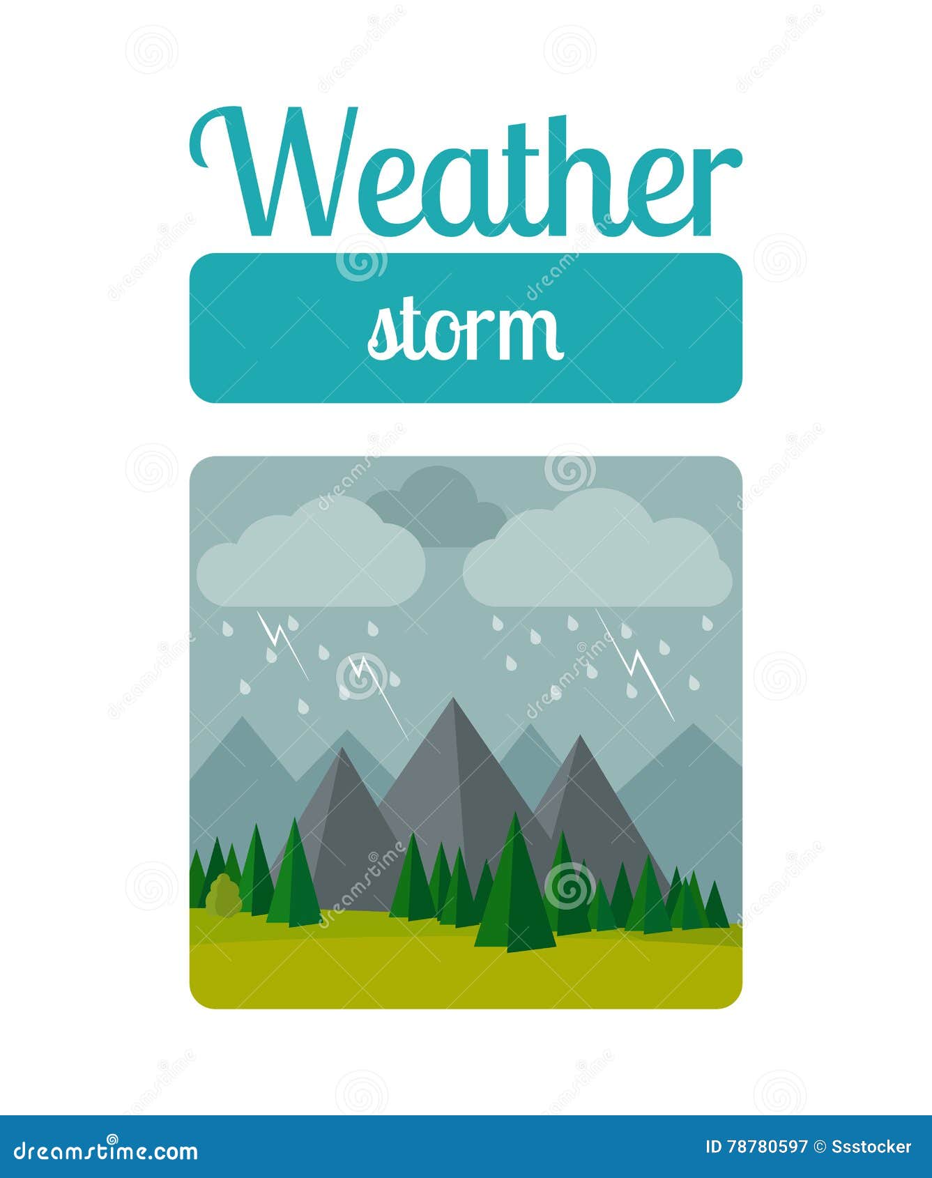Storm weather illustration stock vector. Illustration of cloud - 78780597