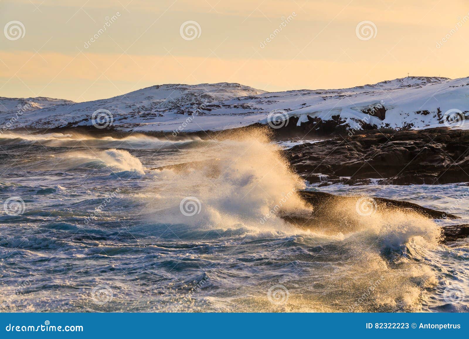 Storm in Winter in the Arctic Ocean Stock Image - Image of blue, dark ...