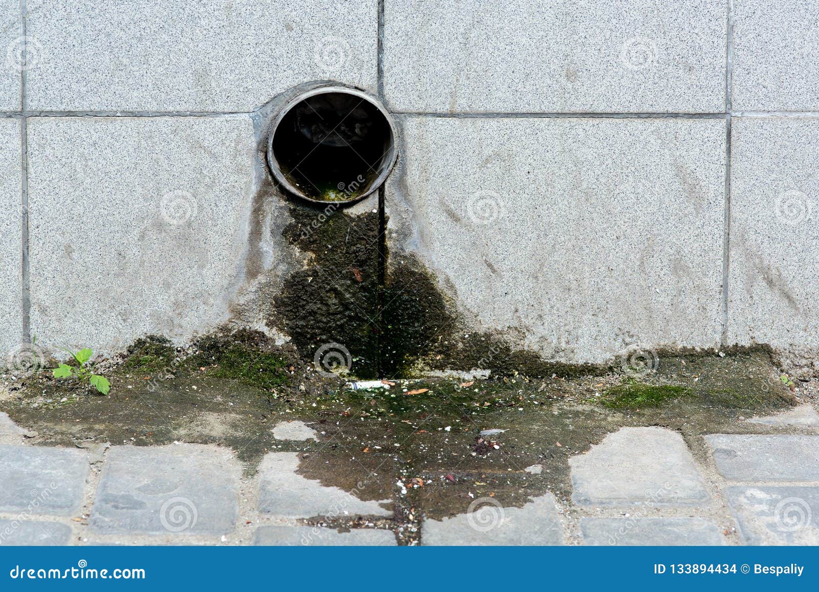 Stormwater Pipe On Facade With Rainwater Drainage Into The Drainage ...