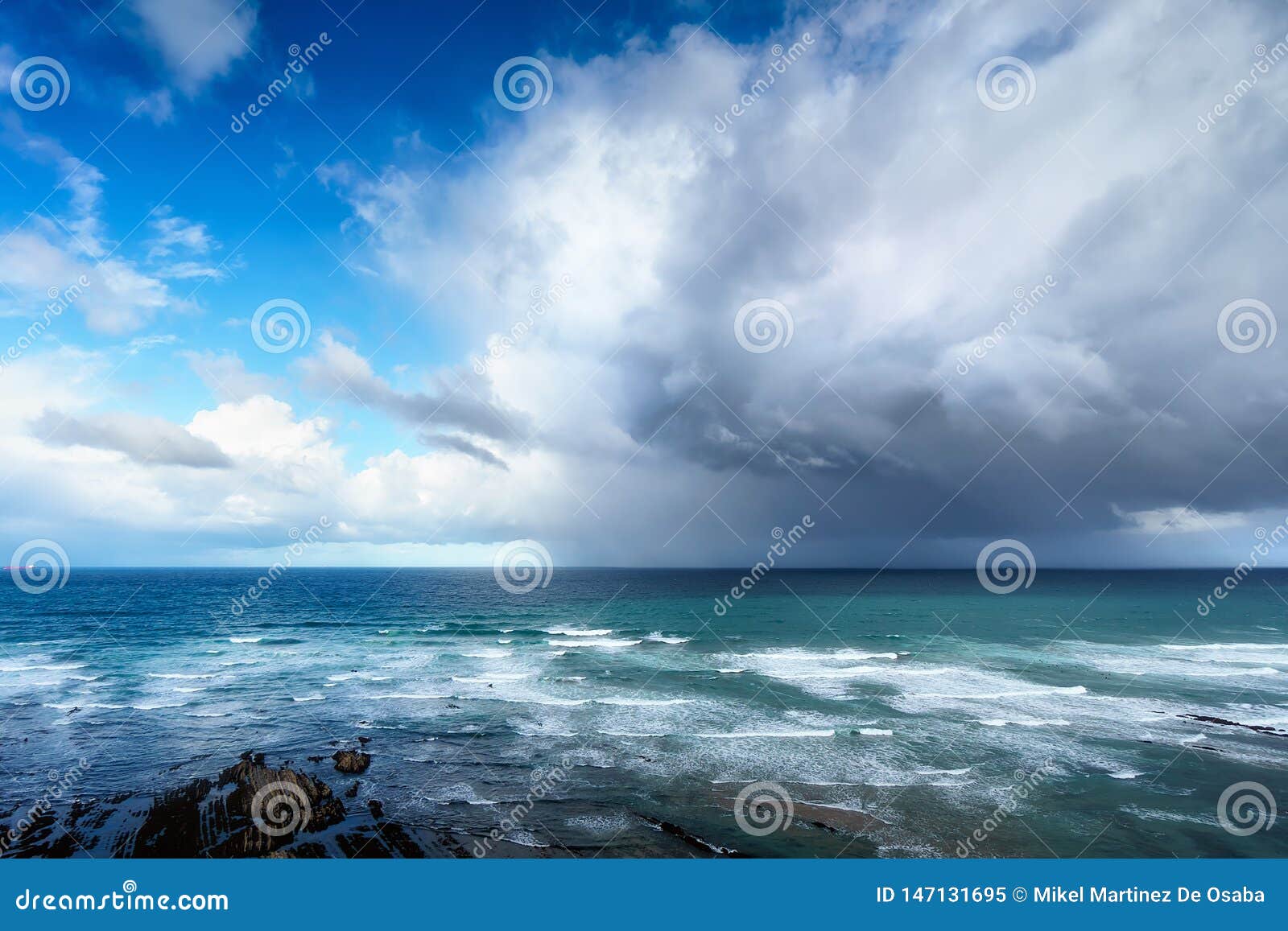 Stormy Clouds and Heavy Rain on a Sea Stock Image - Image of cloud ...