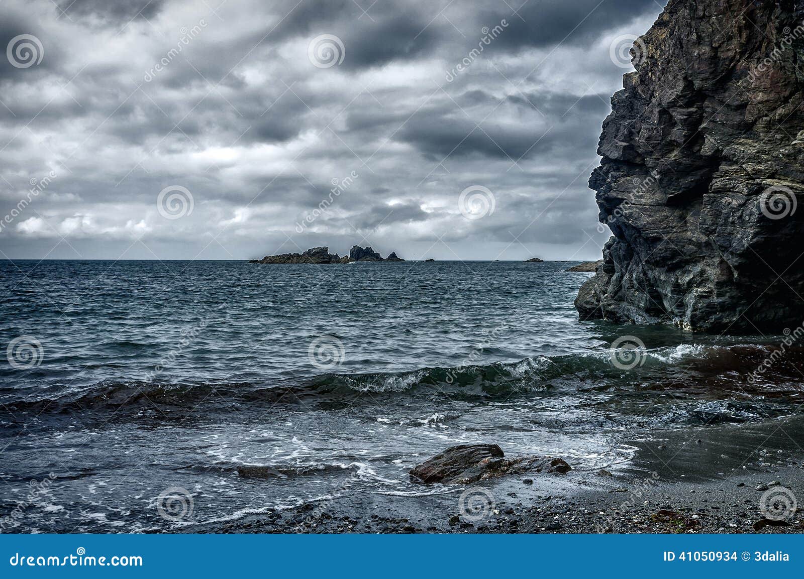 Stormy Cornish Cliff and Beach Stock Photo - Image of waves, windy ...