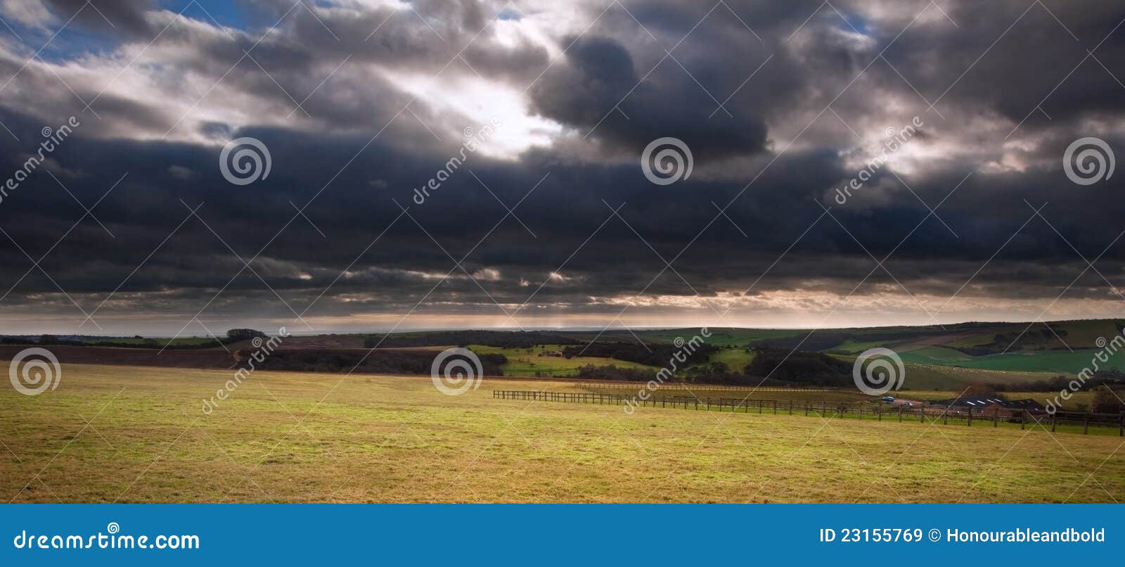 Stormy Dramatic Clouds Above Countryside Landscape Stock Image - Image ...