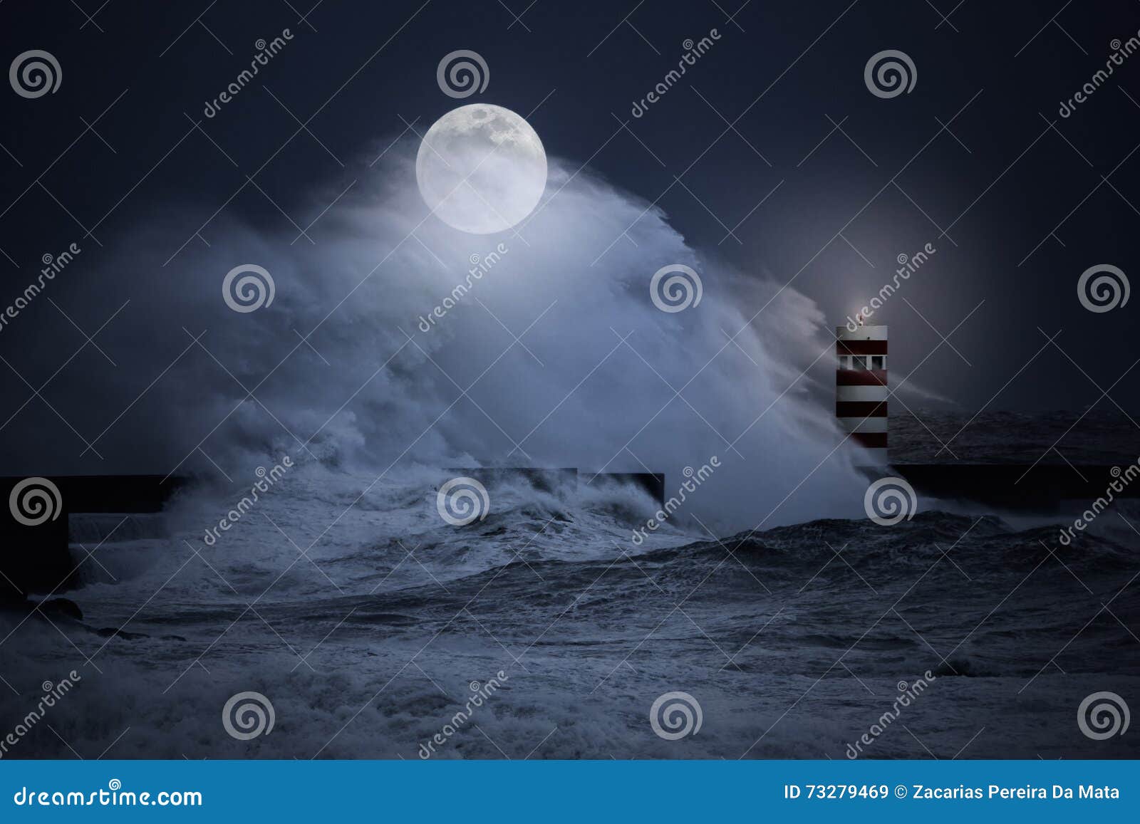 Stormy Full Moon Night at Sea Stock Image - Image of house, night: 73279469