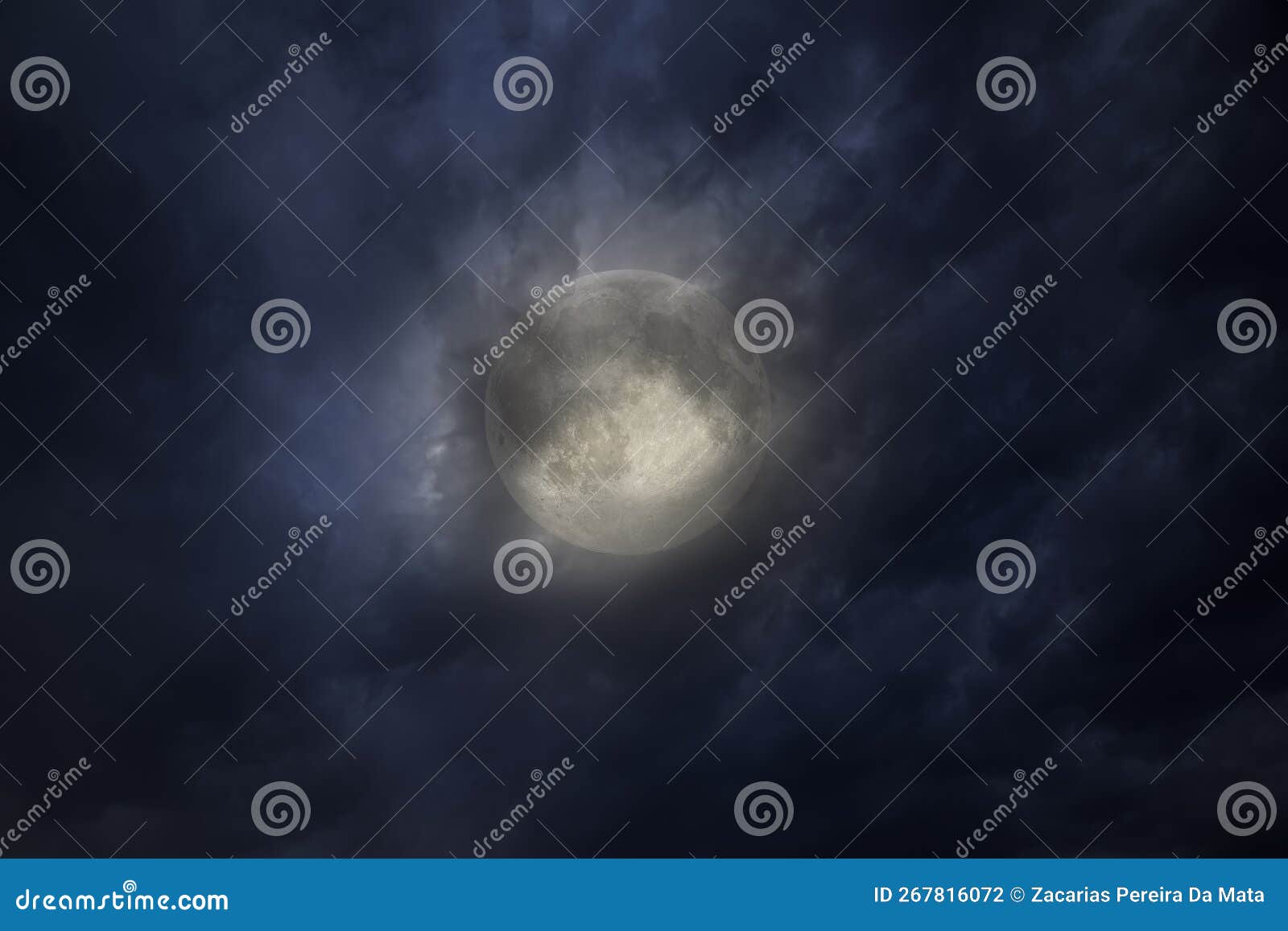 Overcast Full Moon Night Sky Stock Photo - Image of black, nature ...
