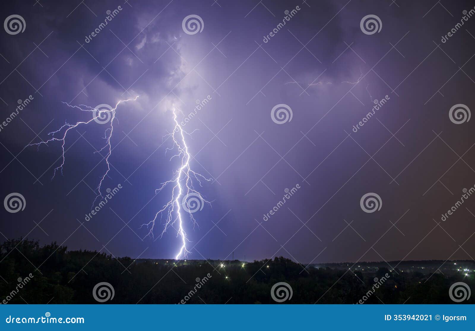 Stormy night and lightning stock image. Image of night - 353942021