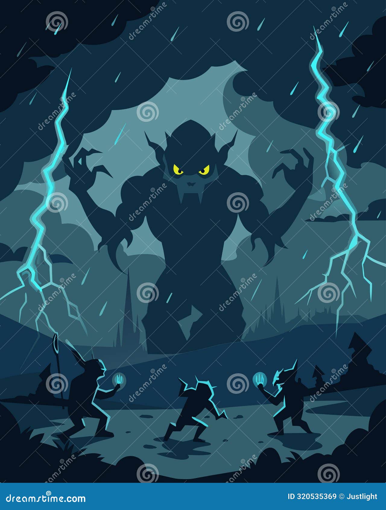 On A Stormy Night The Lightning Reveals The Twisted Forms Of Trolls In ...