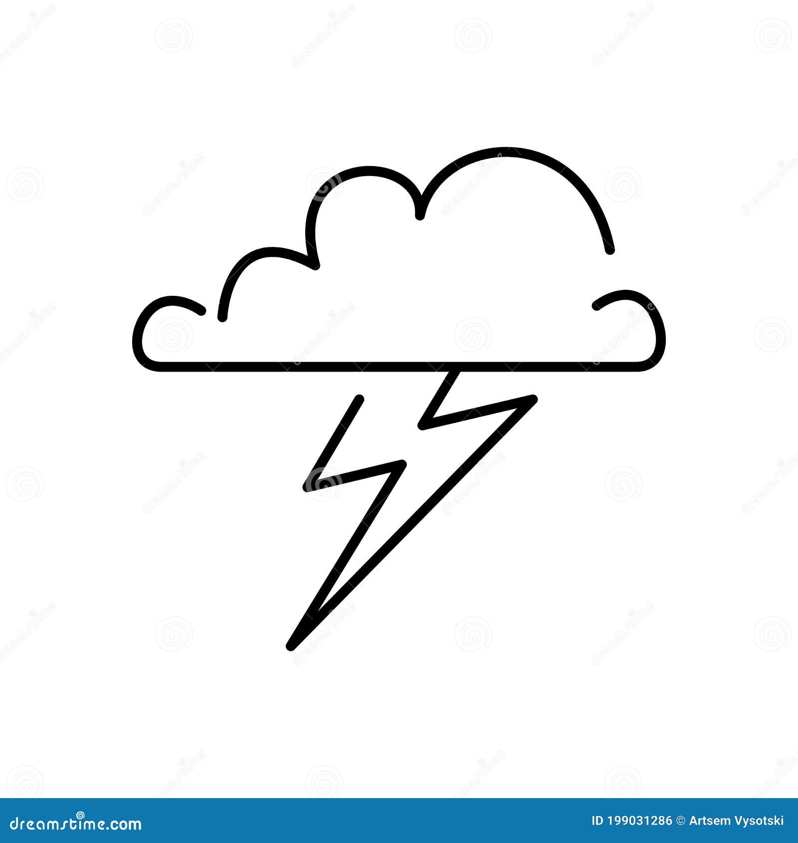 Stormy Outline Vector Icon. Thin Line Black Stormy Icon, Flat Vector ...