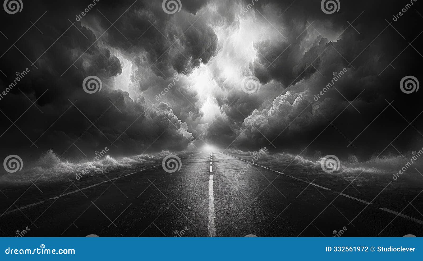 Stormy Road To Infinity in Black and White Generative AI Stock ...