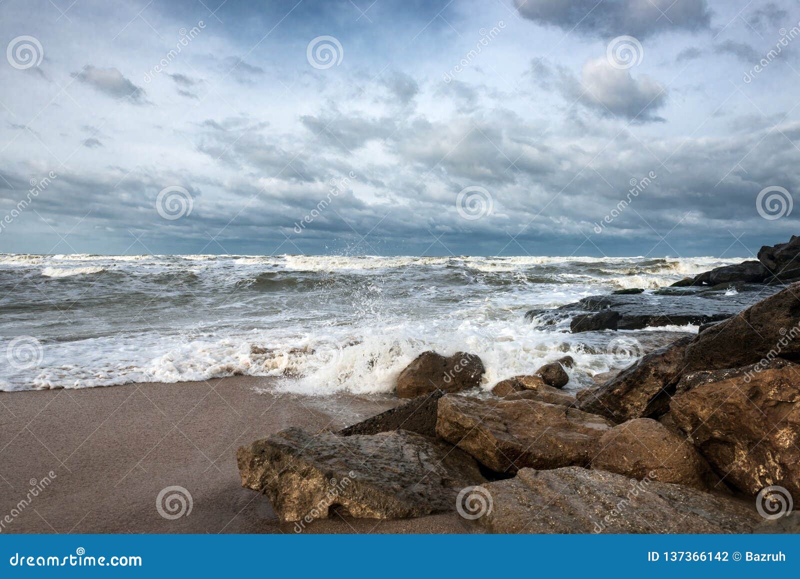 Stormy Sea, the Waves Break on Rocks Stock Photo - Image of rocky ...