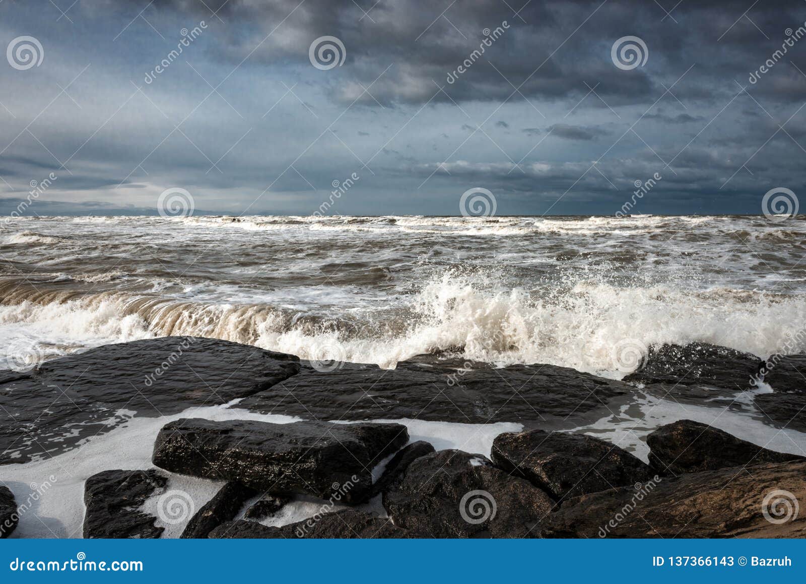 Stormy Sea, the Waves Break on Rocks Stock Image - Image of beauty ...