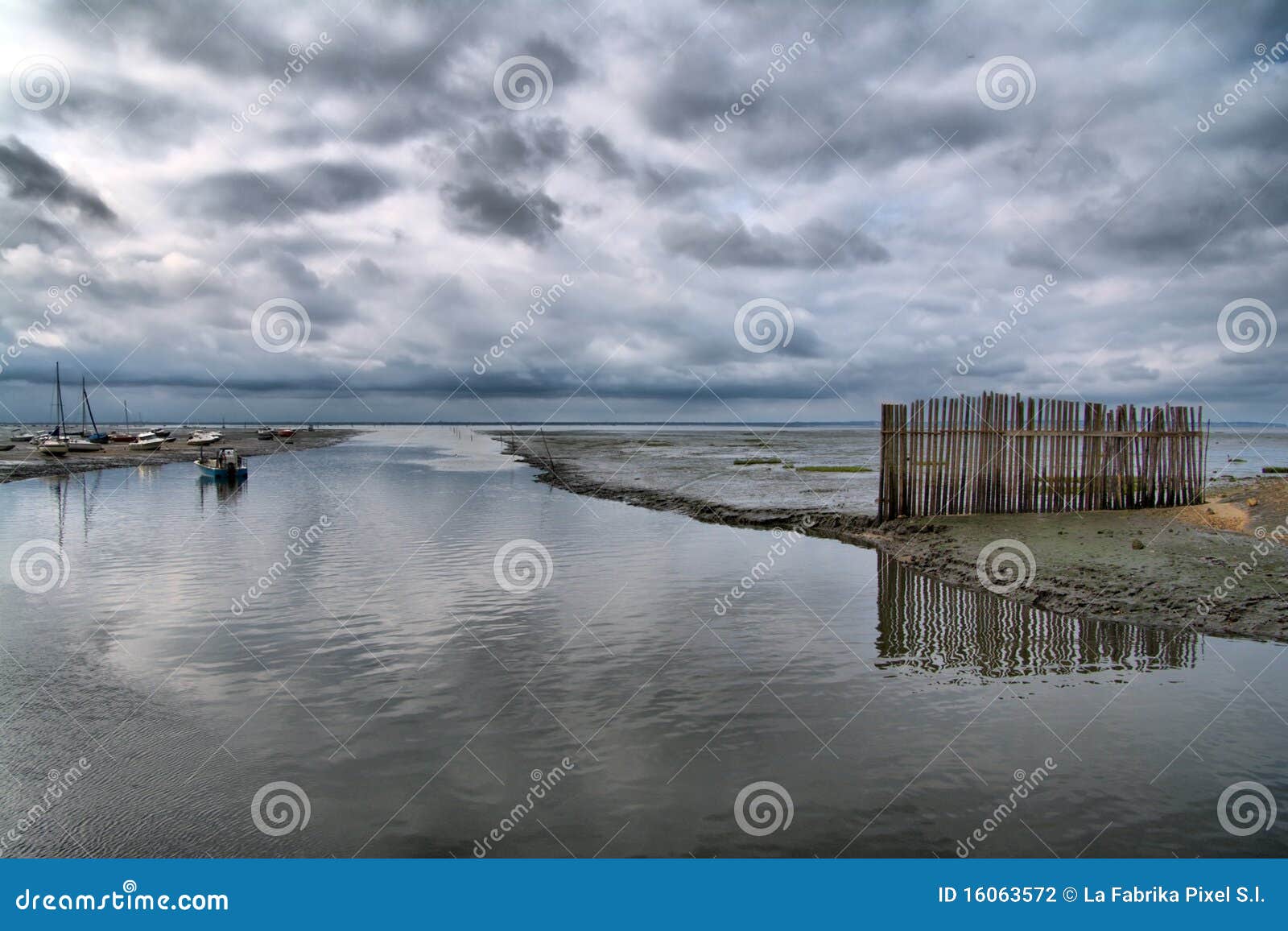 Stormy seashore landscape stock photo. Image of boat - 16063572