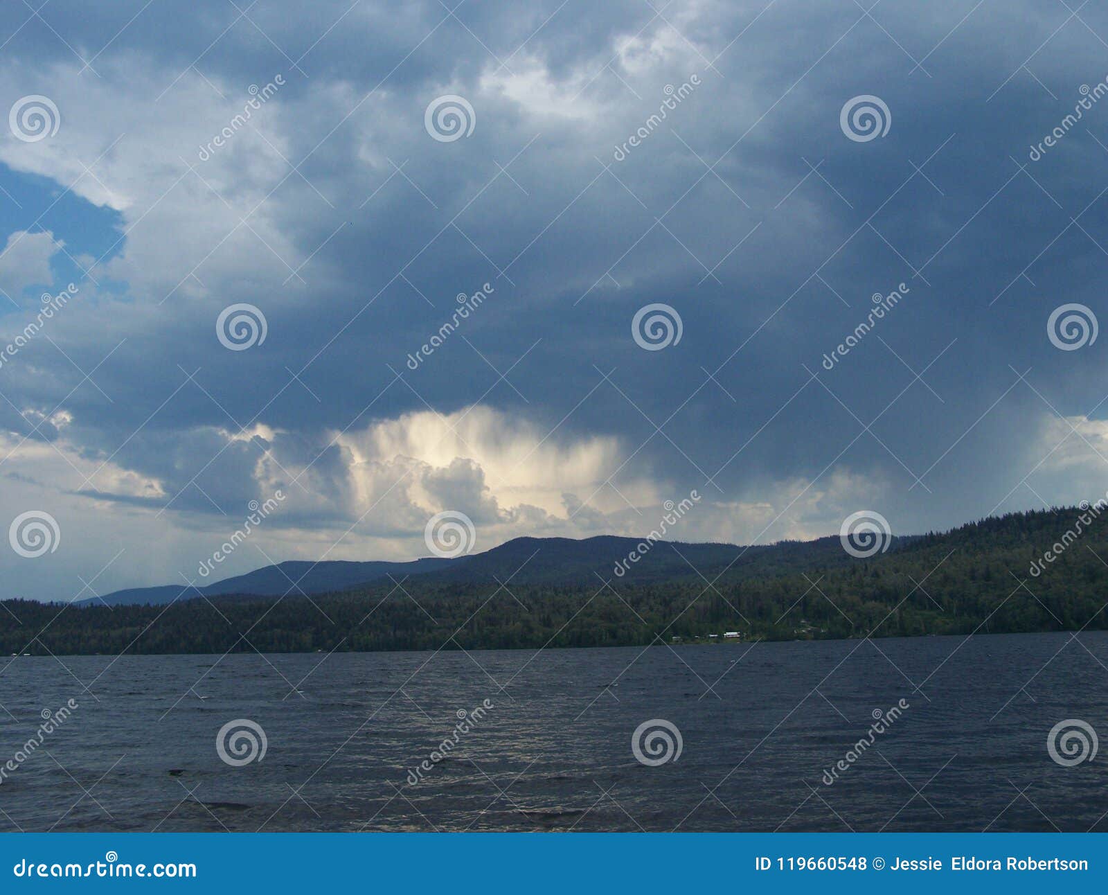 Stormy skies over the lake stock photo. Image of skies - 119660548