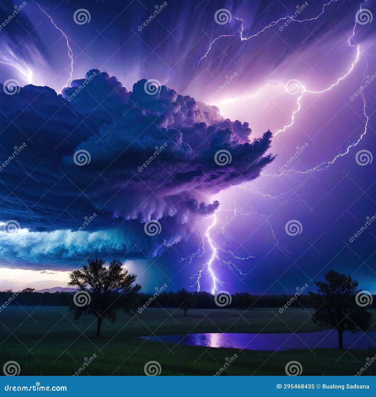 A Stormy Sky With Multiple Lightning Strikes Represents A Severe Storm ...