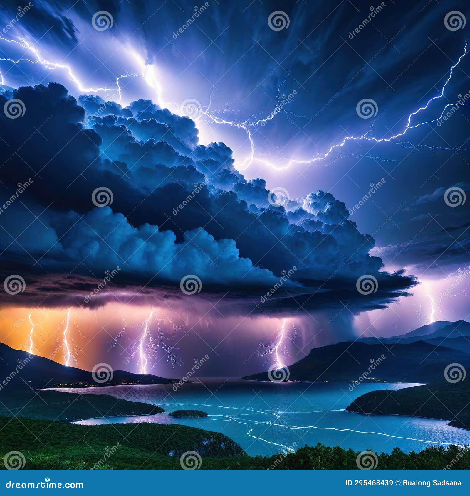 A Stormy Sky With Multiple Lightning Strikes Represents A Severe Storm ...