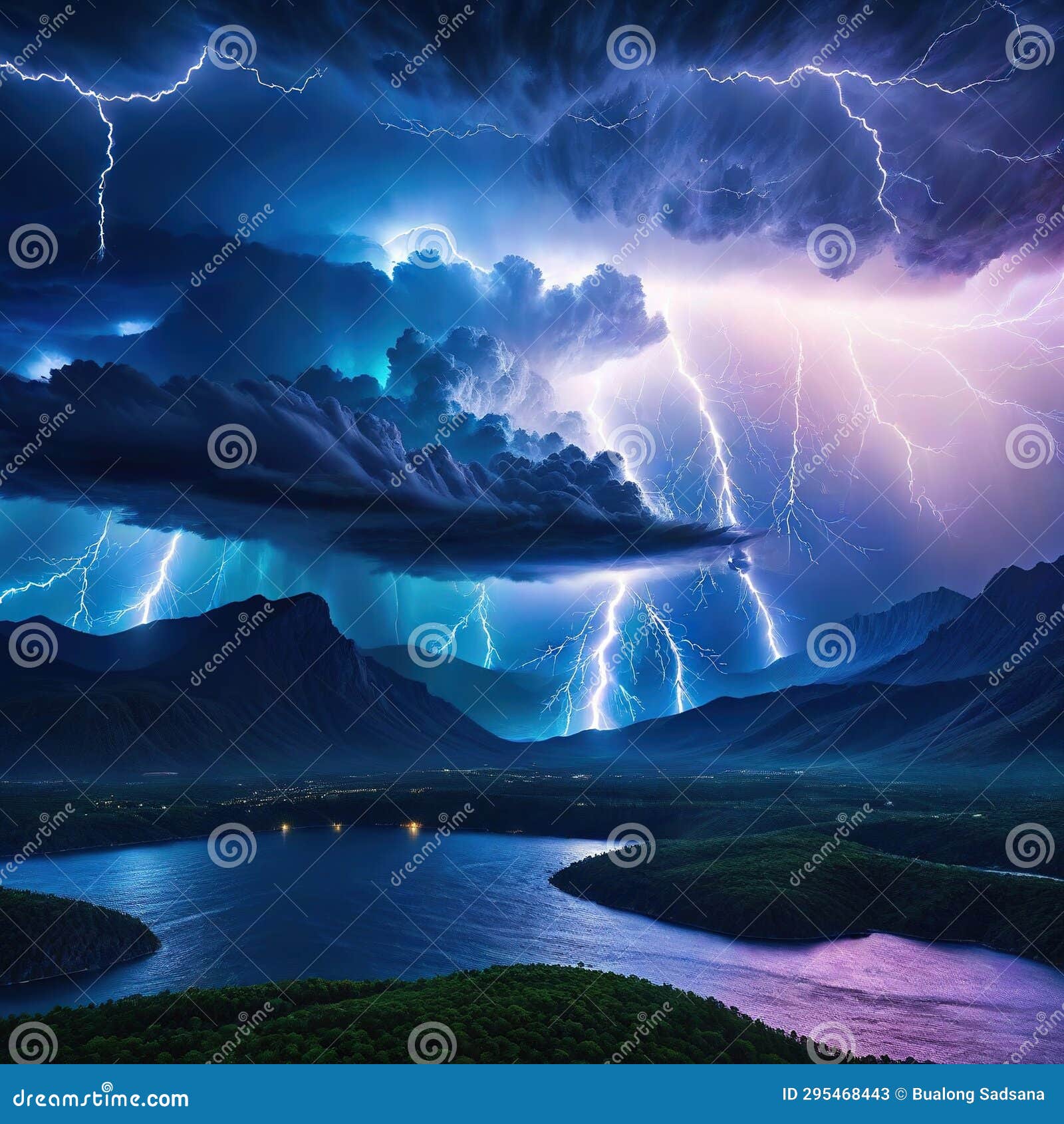 A Stormy Sky With Multiple Lightning Strikes Represents A Severe Storm ...