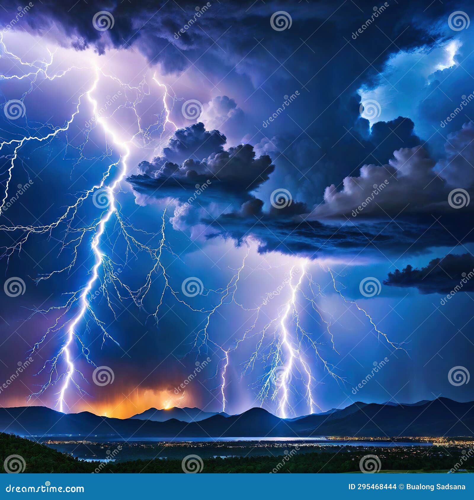 A Stormy Sky With Multiple Lightning Strikes Represents A Severe Storm ...