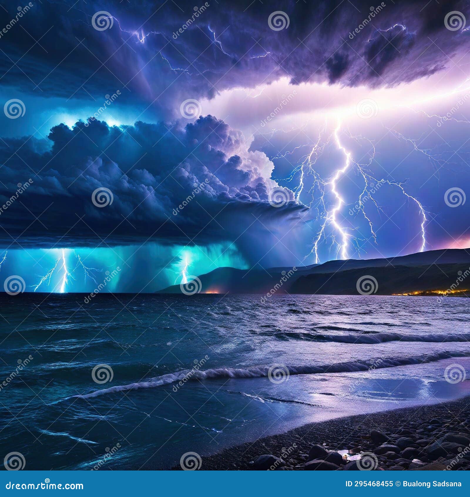 A Stormy Sky With Multiple Lightning Strikes Represents A Severe Storm ...