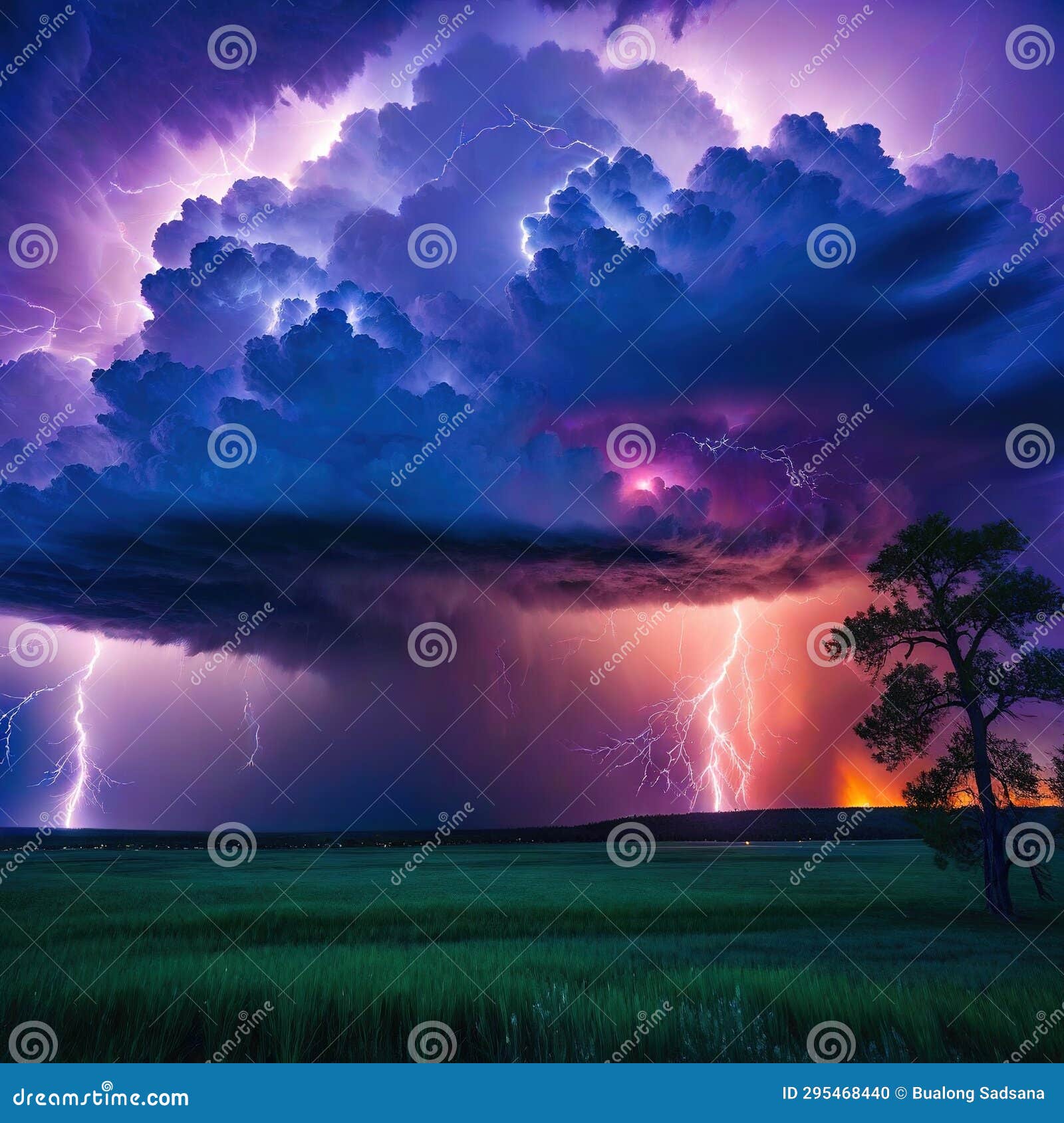 A Stormy Sky with Multiple Cloud To Ground Lightning Stock Illustration ...