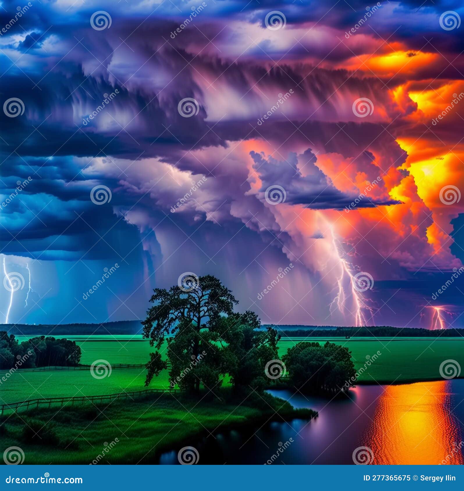 A Stormy Sky With Multiple Lightning Strikes Represents A Severe Storm ...