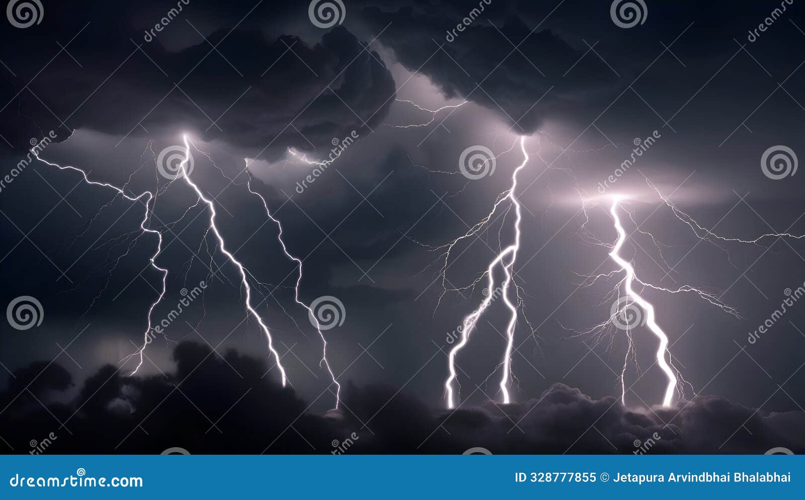 A Stormy Sky With Multiple Lightning Strikes Represents A Severe ...