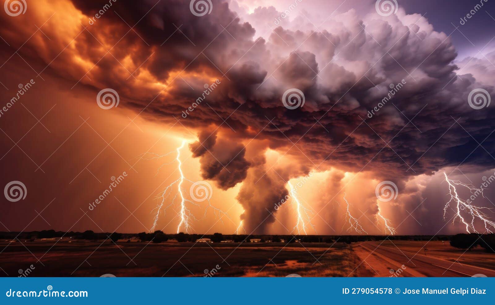 A Stormy Sky with Multiple Lightning Strikes Represents a Severe Storm ...