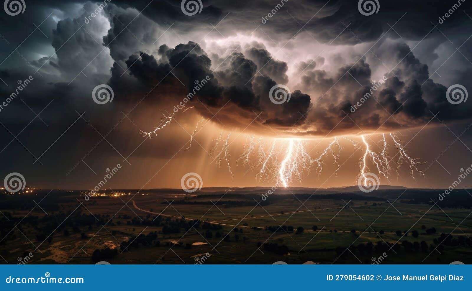 A Stormy Sky with Multiple Lightning Strikes Represents a Severe Storm ...