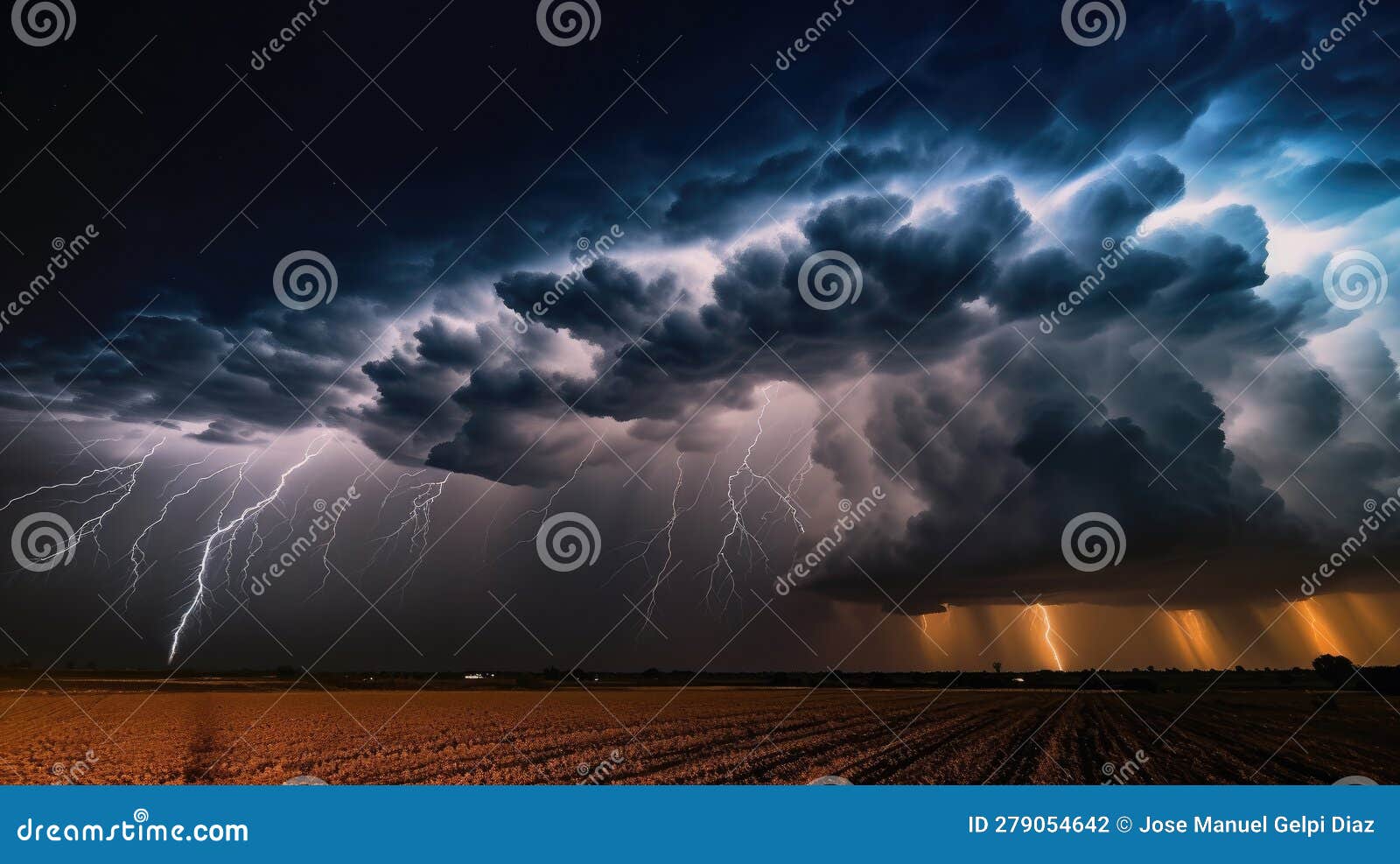 A Stormy Sky with Multiple Lightning Strikes Represents a Severe Storm ...