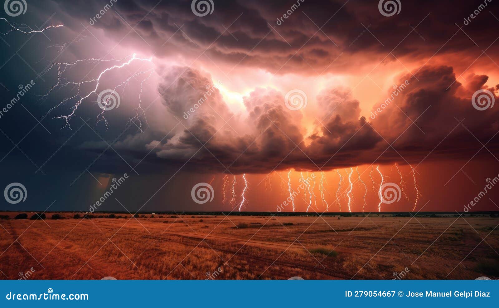 A Stormy Sky with Multiple Lightning Strikes Represents a Severe Storm ...