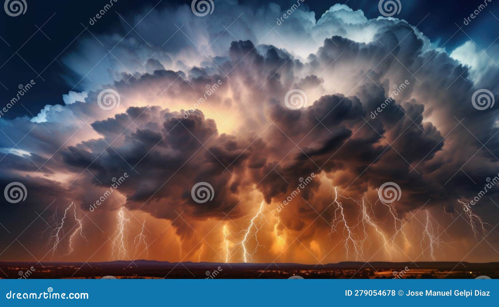 A Stormy Sky with Multiple Lightning Strikes Represents a Severe Storm ...