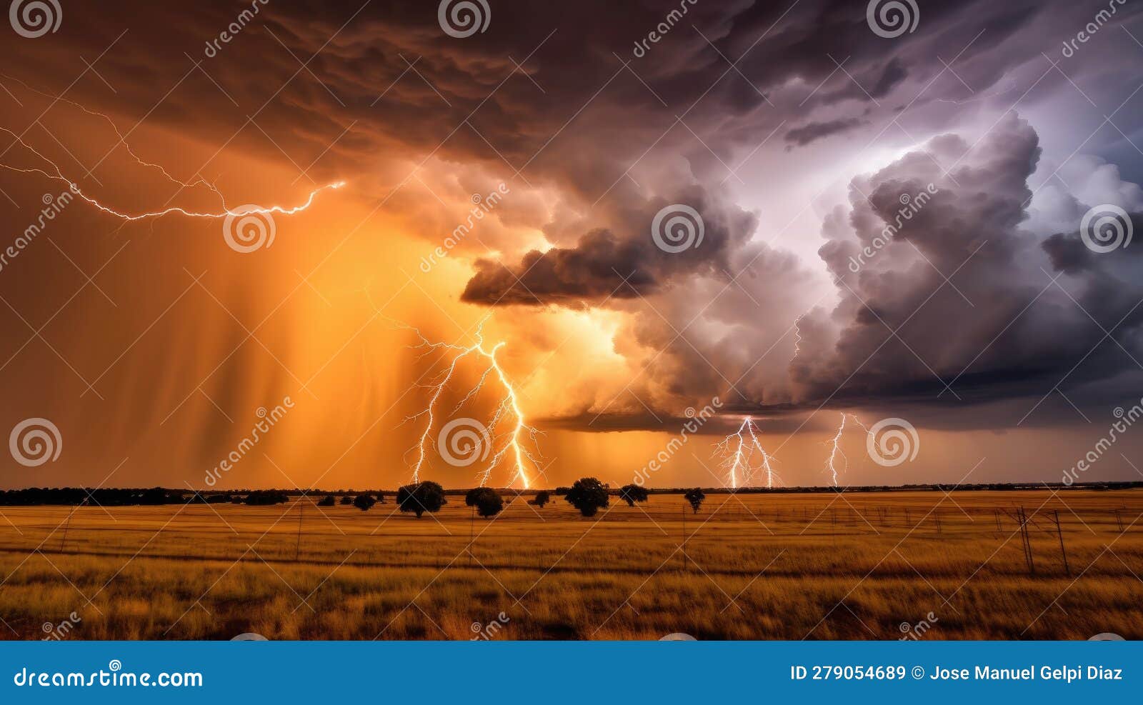 A Stormy Sky with Multiple Lightning Strikes Represents a Severe Storm ...
