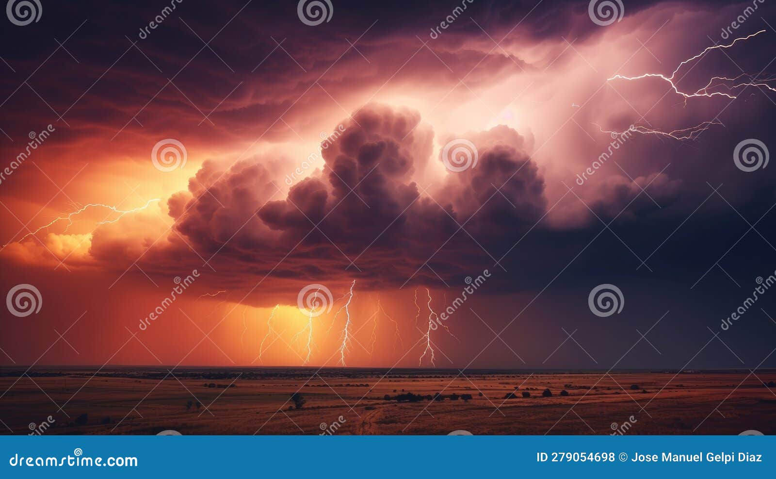 A Stormy Sky with Multiple Lightning Strikes Represents a Severe Storm ...