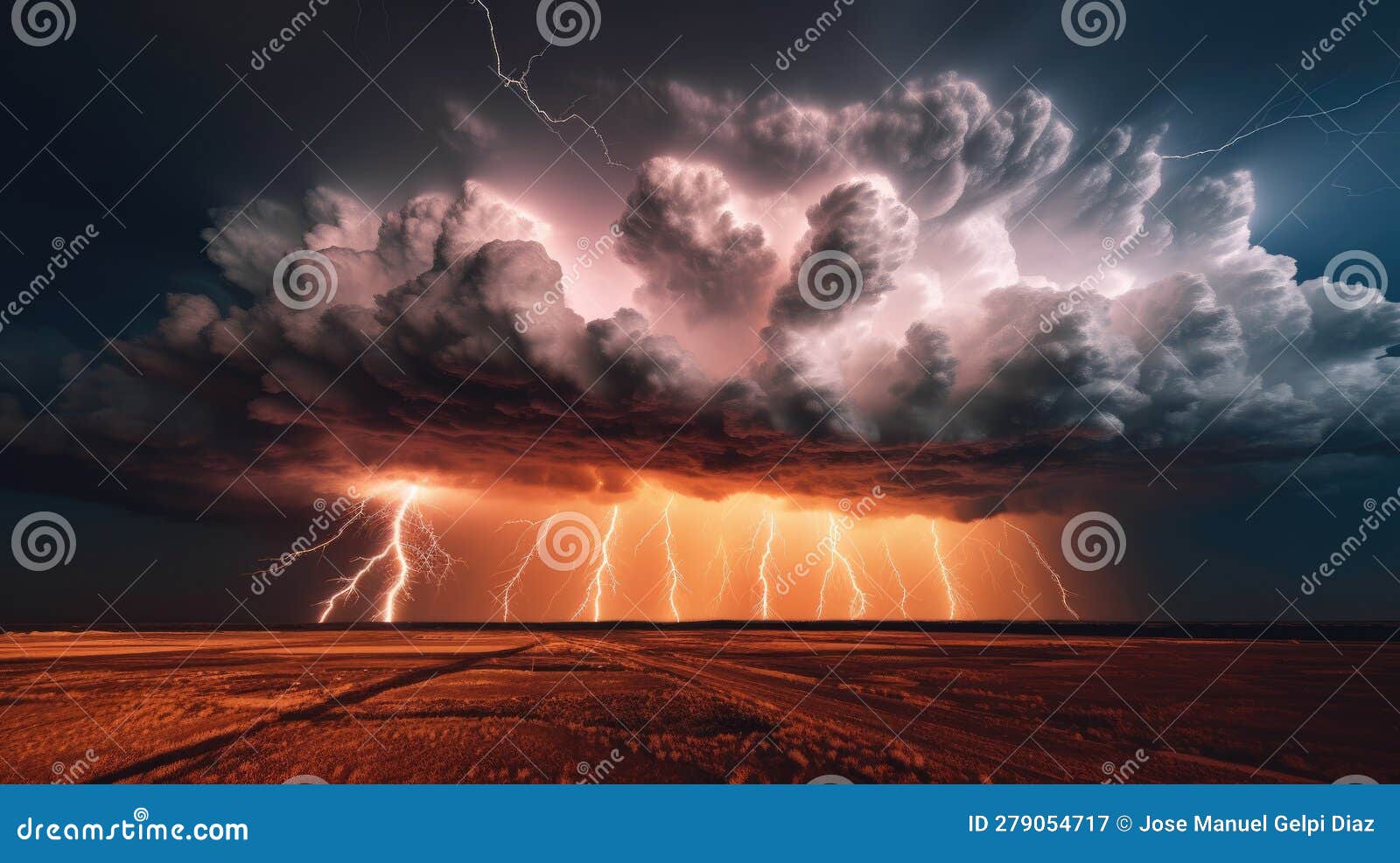 A Stormy Sky with Multiple Lightning Strikes Represents a Severe Storm ...