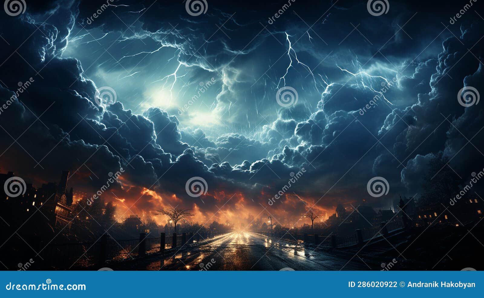 A Stormy Sky with Multiple Lightning Strikes Represents a Severe Storm ...