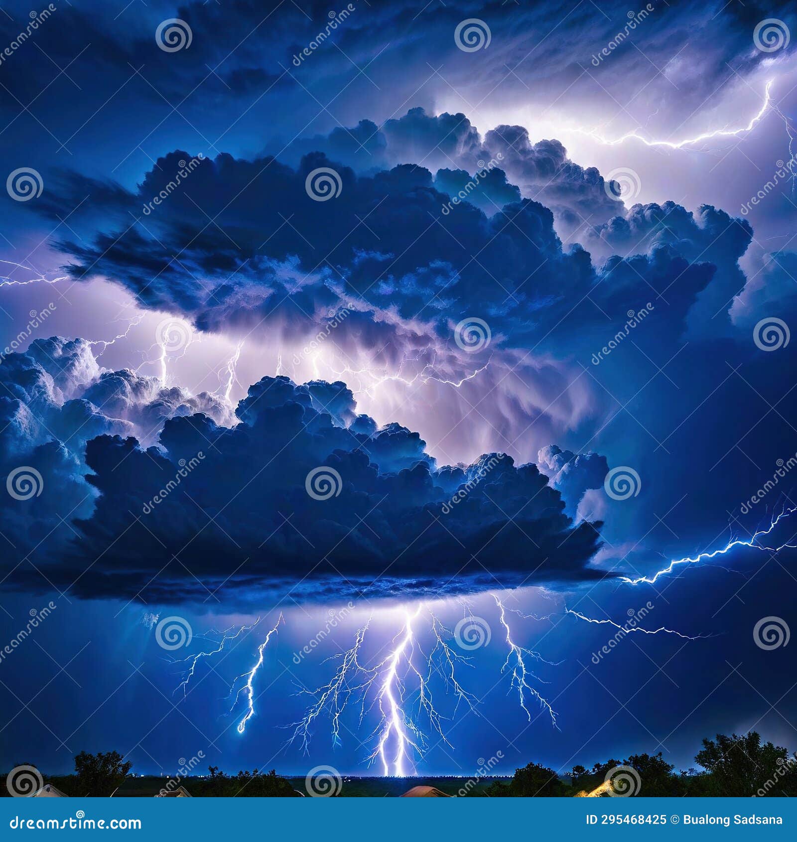 A Stormy Sky With Multiple Lightning Strikes Represents A Severe ...