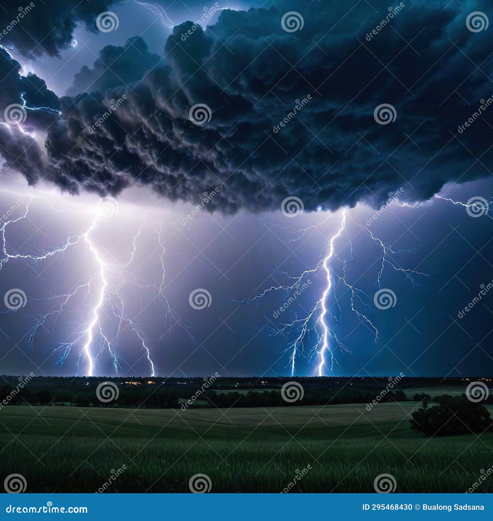 A Stormy Sky With Multiple Lightning Strikes Represents A Severe ...