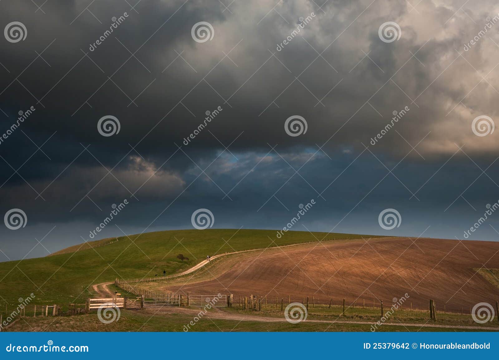 Stormy Sky Over Countryside Landscape Stock Photo - Image of england ...