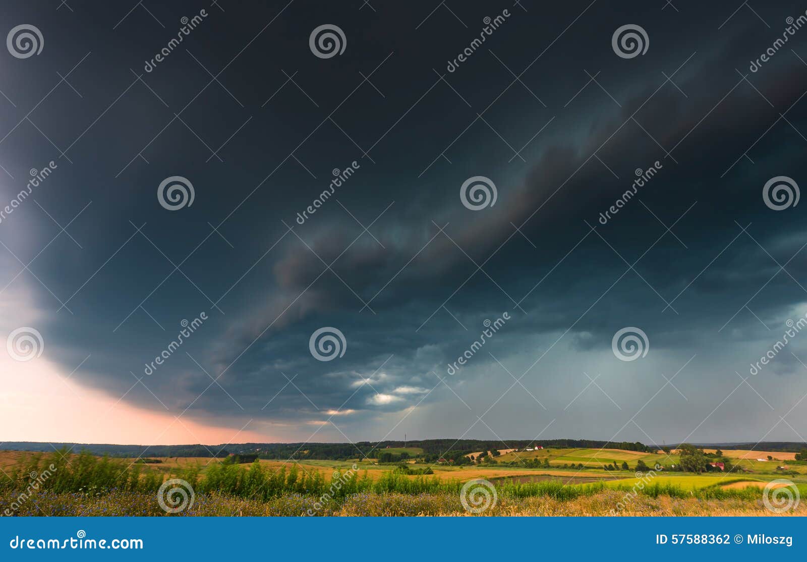 Stormy sky over field stock photo. Image of cloudscape - 57588362