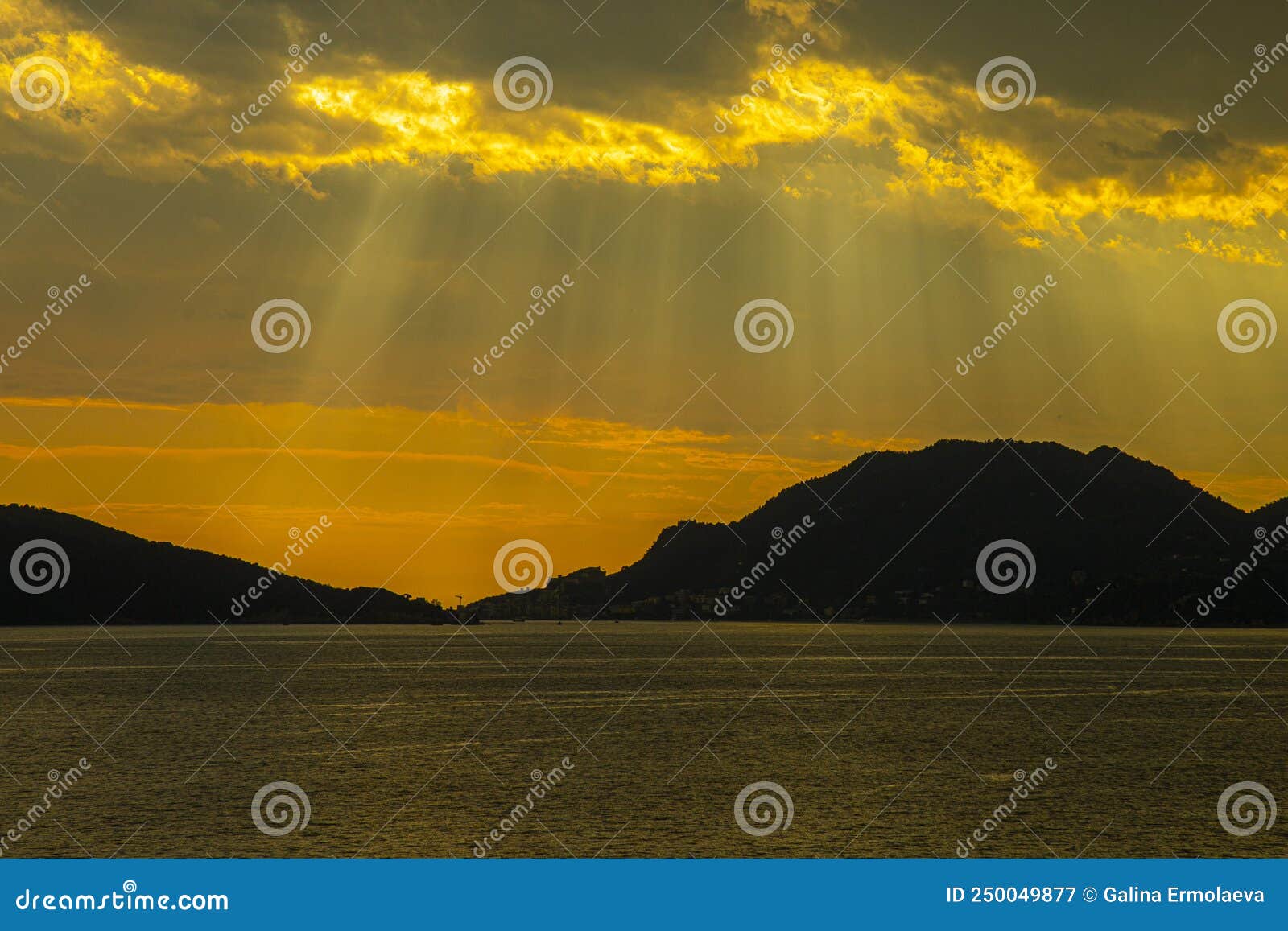 Stormy Sky Over the Sea , the Rays of the Sun Break through the Clouds ...