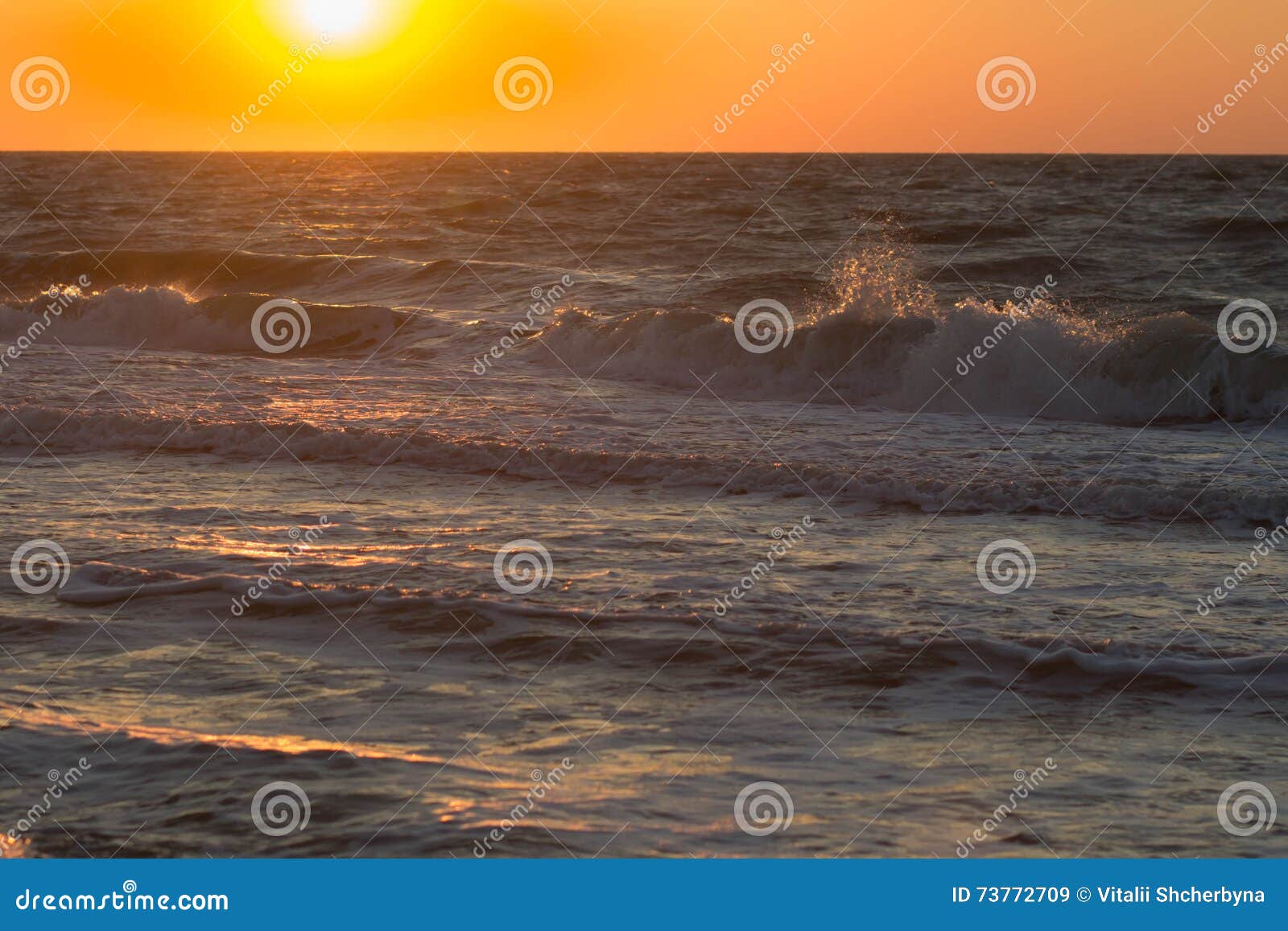 Stormy Sunset at the Sea. Wave and Splash Stock Image - Image of beauty ...