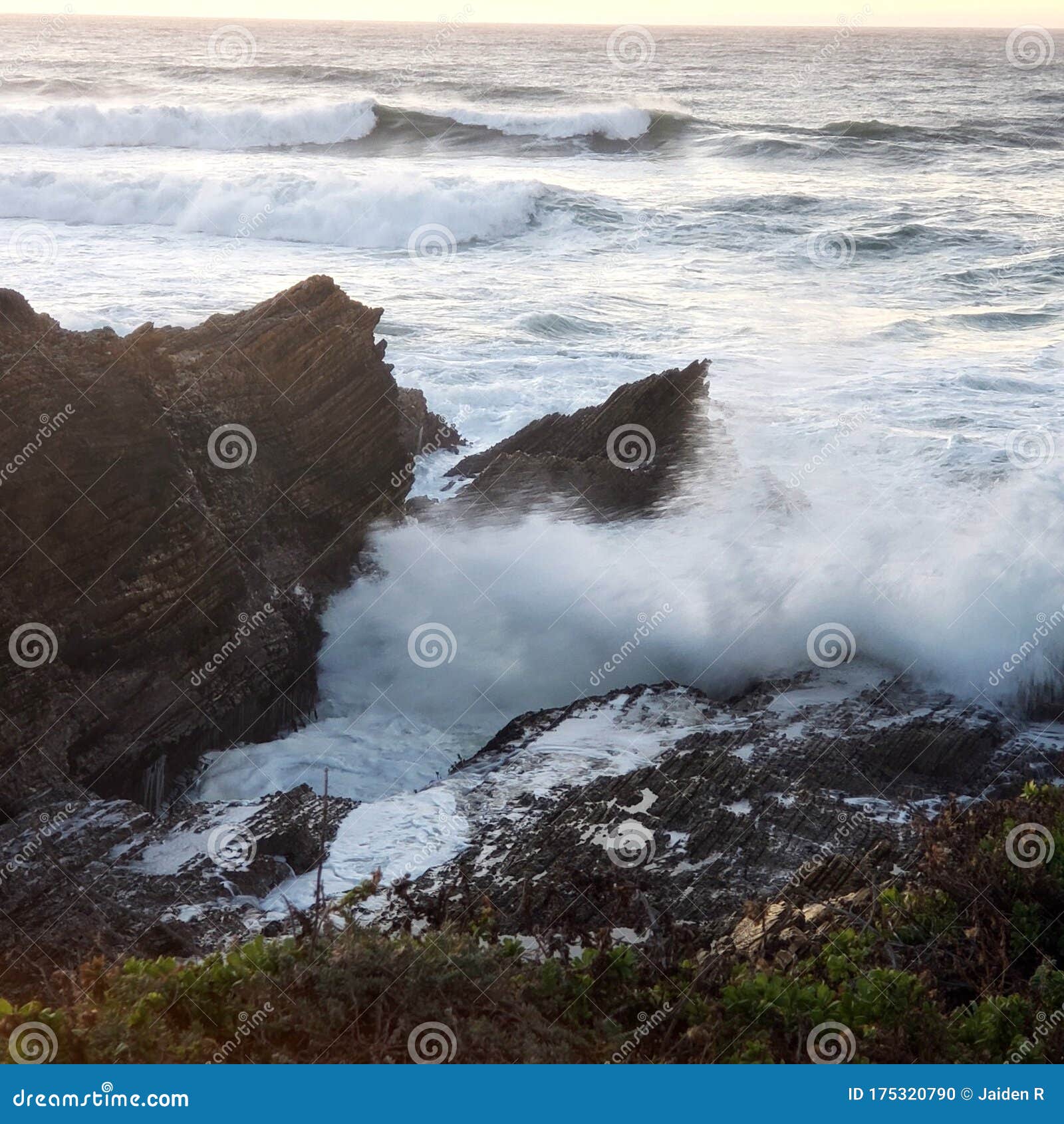 Stormy Waves on Rocks stock photo. Image of ocean, shore - 175320790