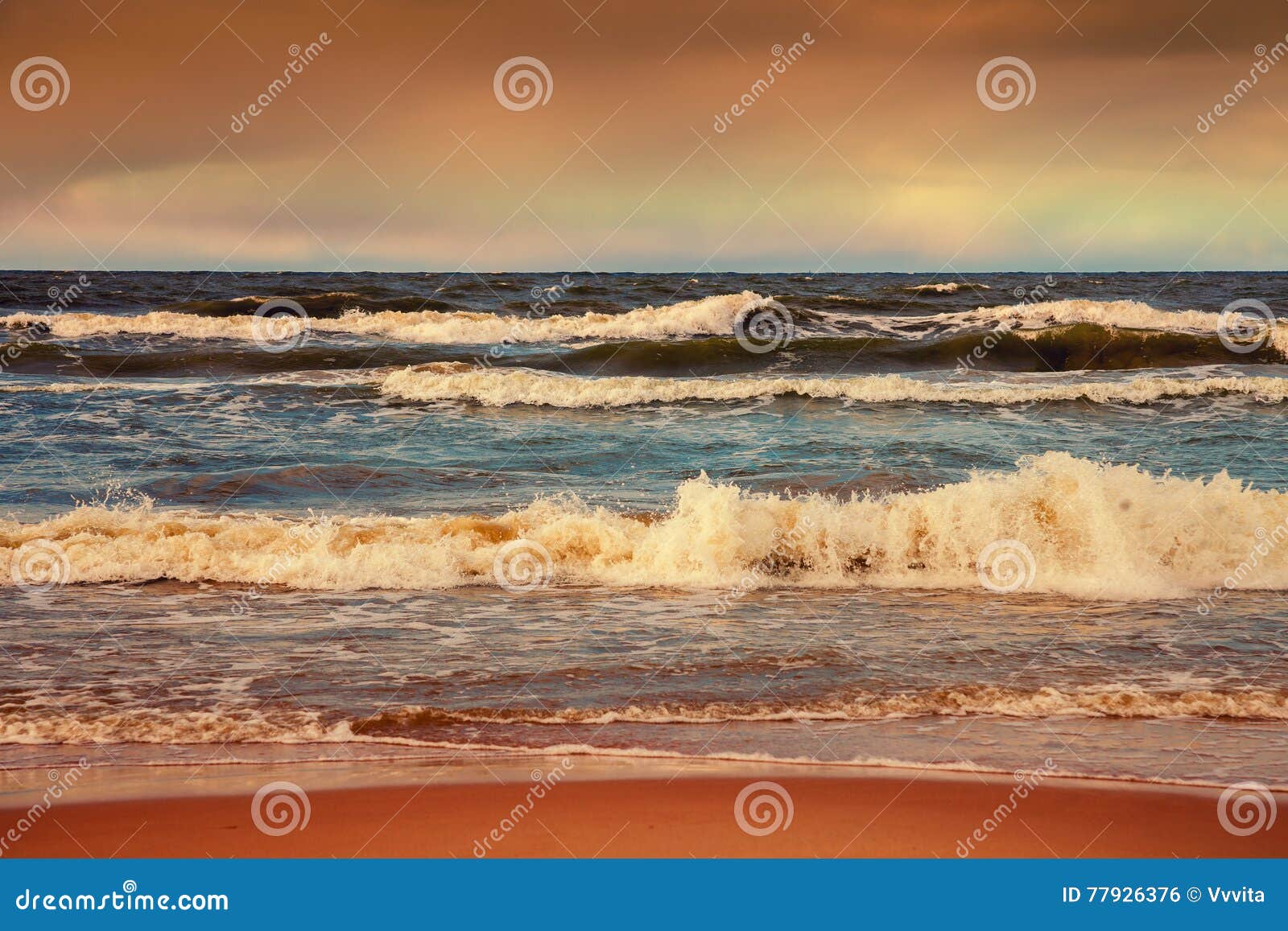 Stormy Weather on the Beach Stock Photo - Image of evening, filter ...