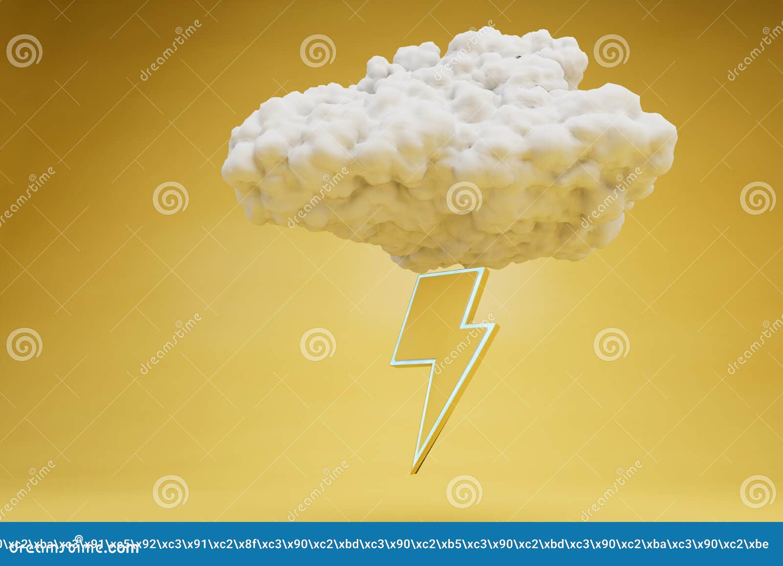 Stormy Weather. a Cloud with Lightning on a Yellow Background Stock ...