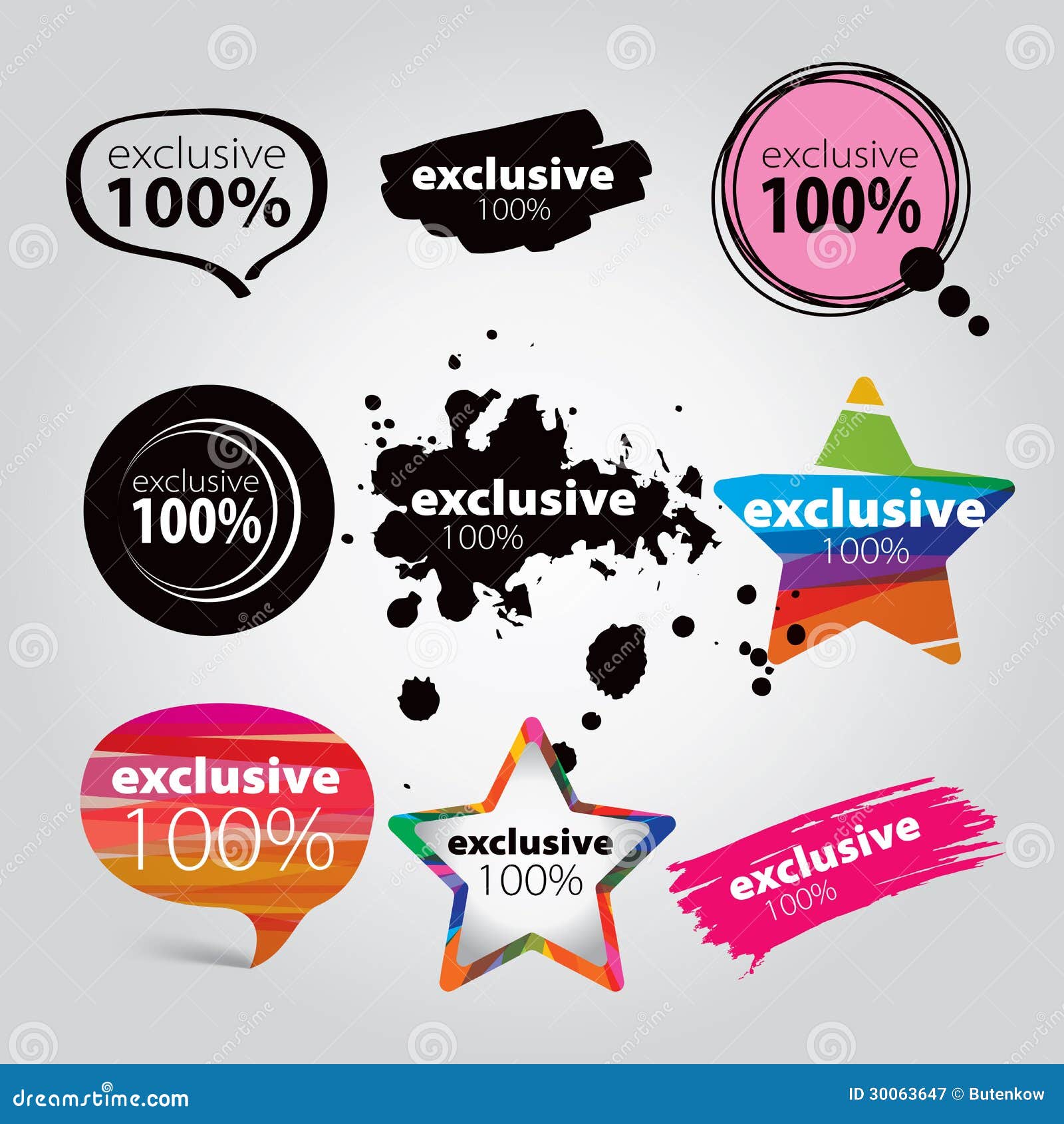 Icons exclusive stock vector. Illustration of label, symbol - 30063647