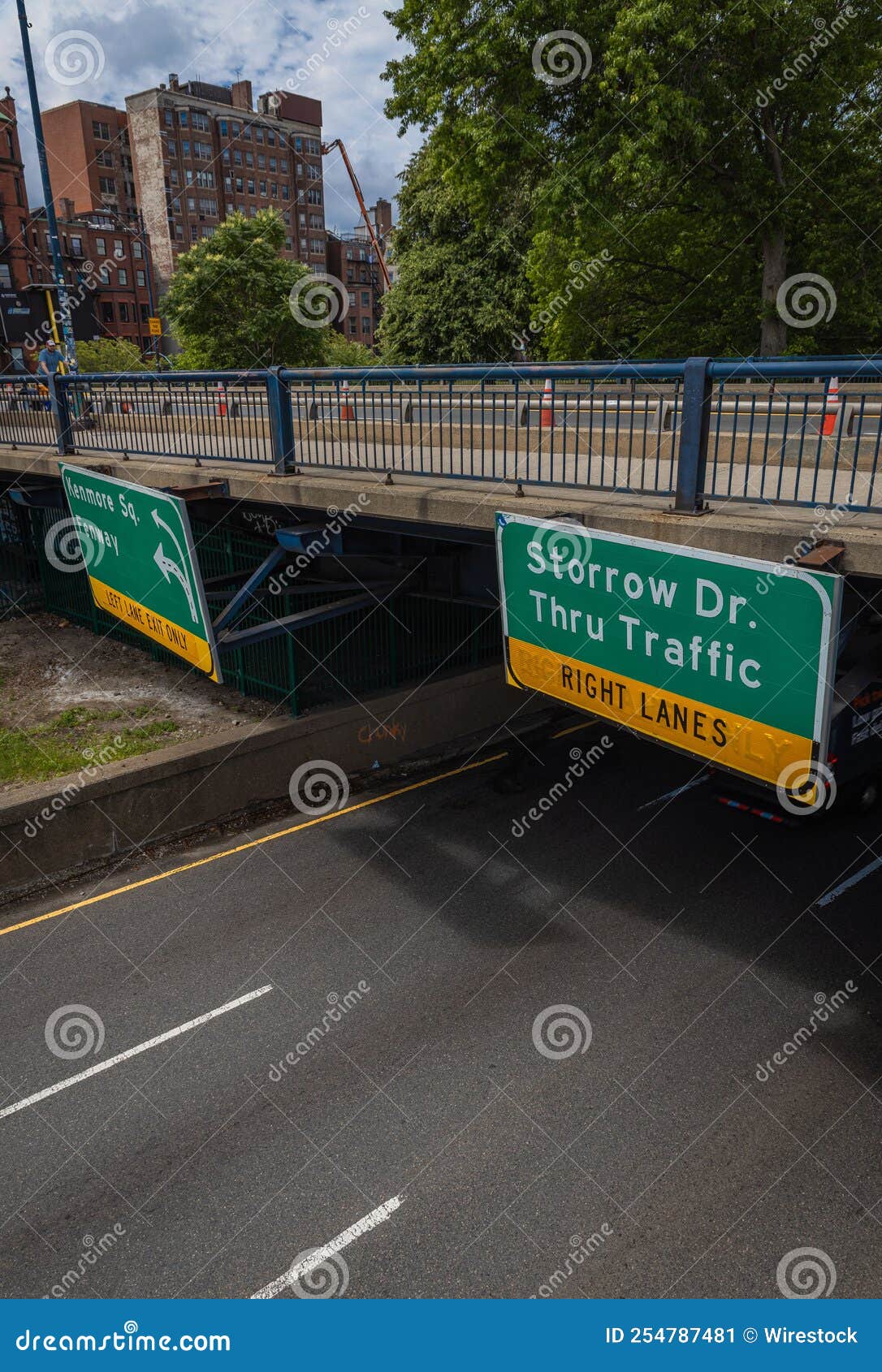 Storrow Drive Boston Roadway with Signs Stock Image - Image of traffic ...
