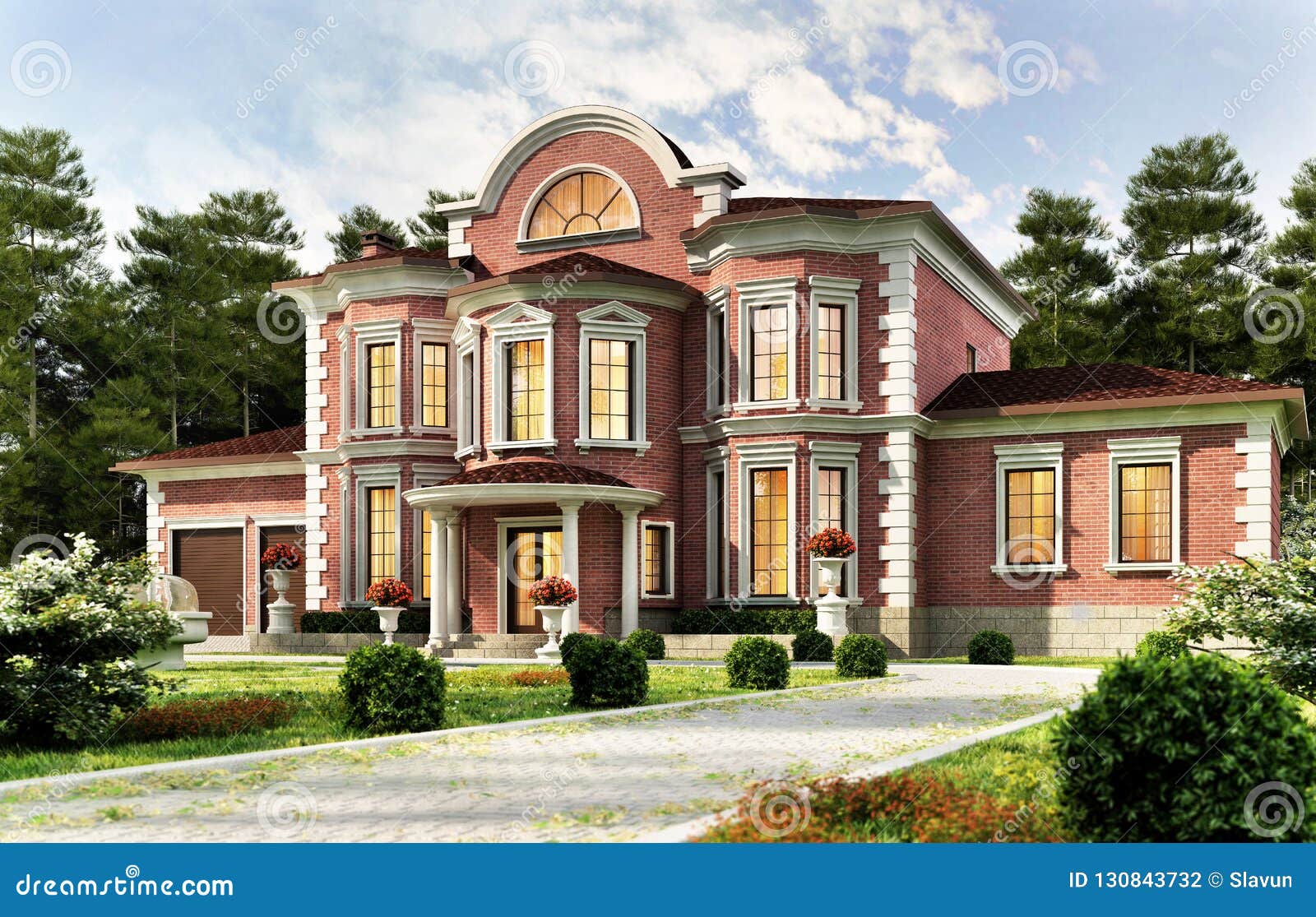 Stort hus i klassisk stil arkivfoto. Bild av affär, relax - 130843732
