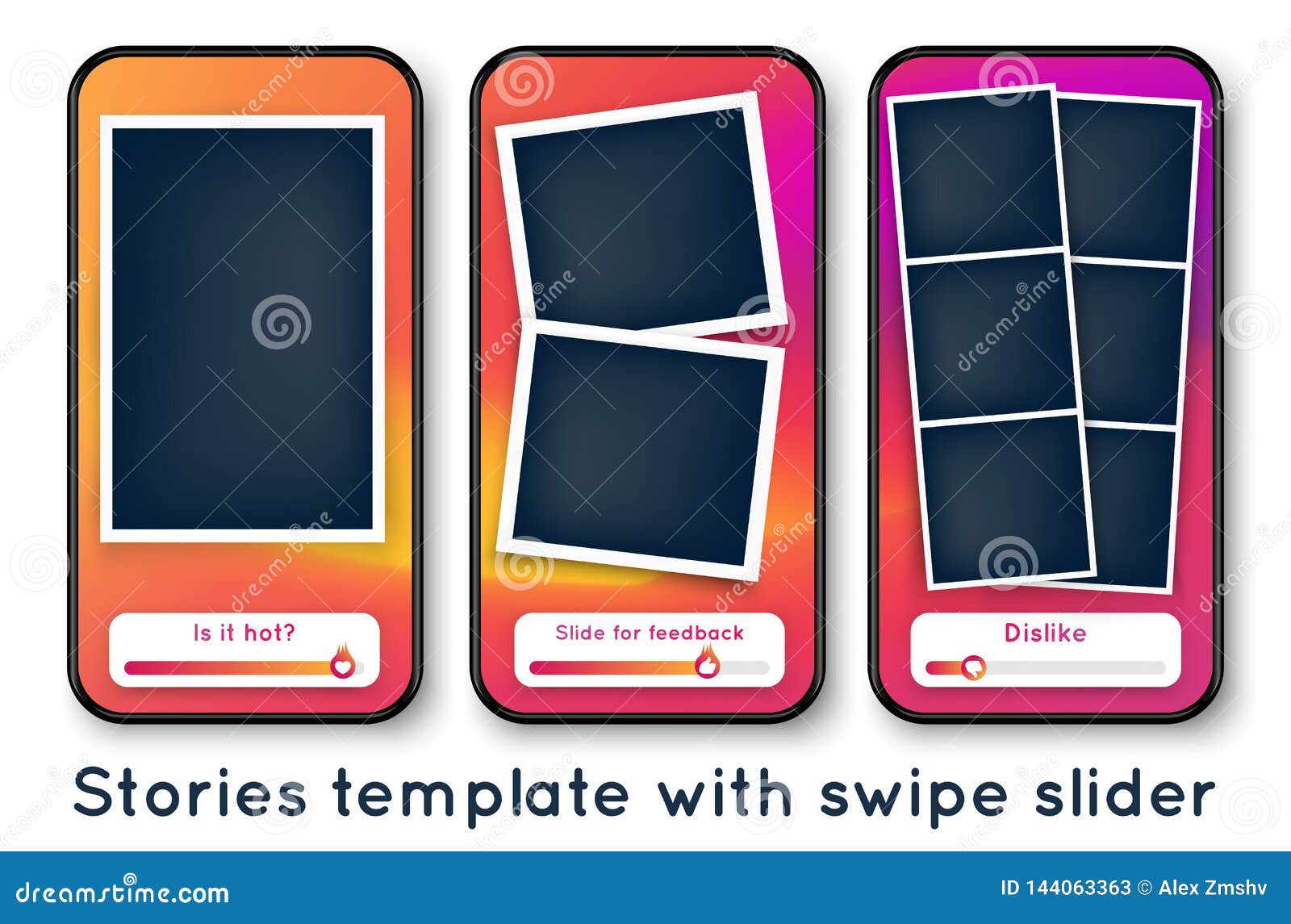 Stories Template with Photo Frame and Emoji Slider Stock Vector ...