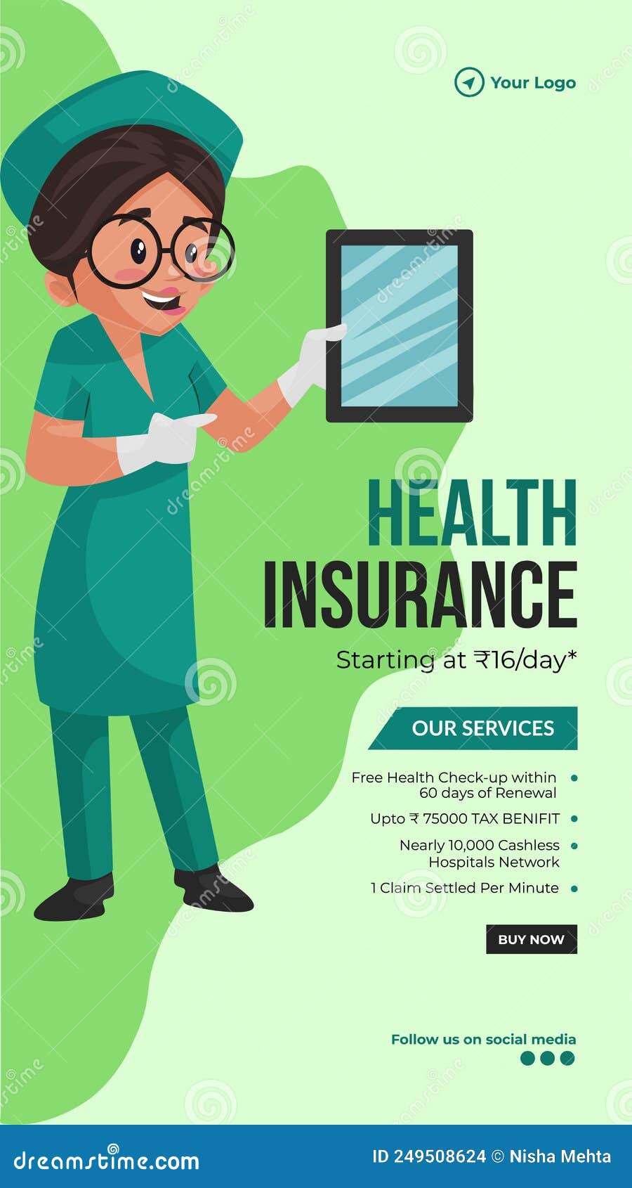 Health Insurance Portrait Template Design Stock Vector - Illustration ...