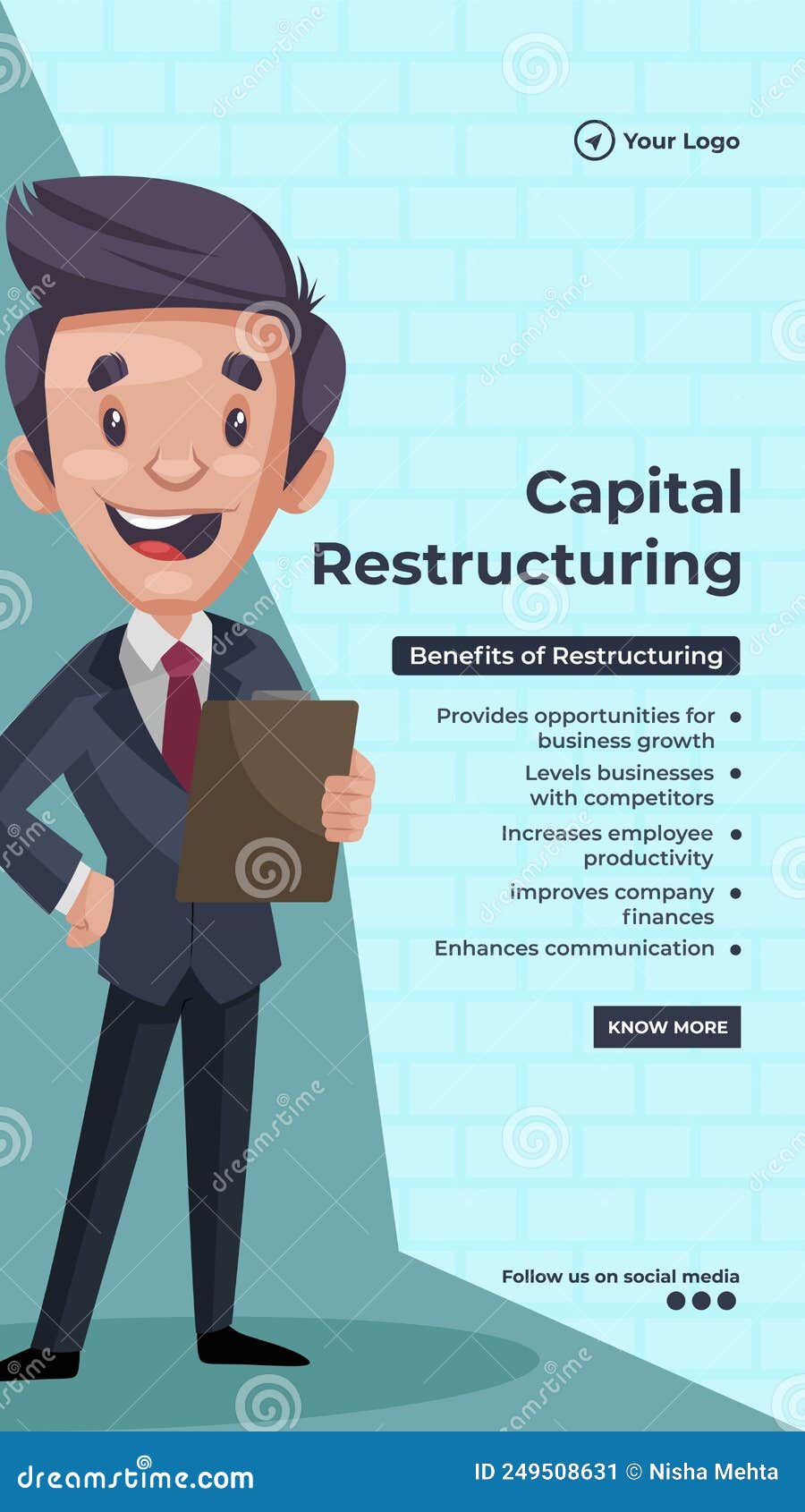 Capital Restructuring Portrait Template Design Cartoon Vector ...