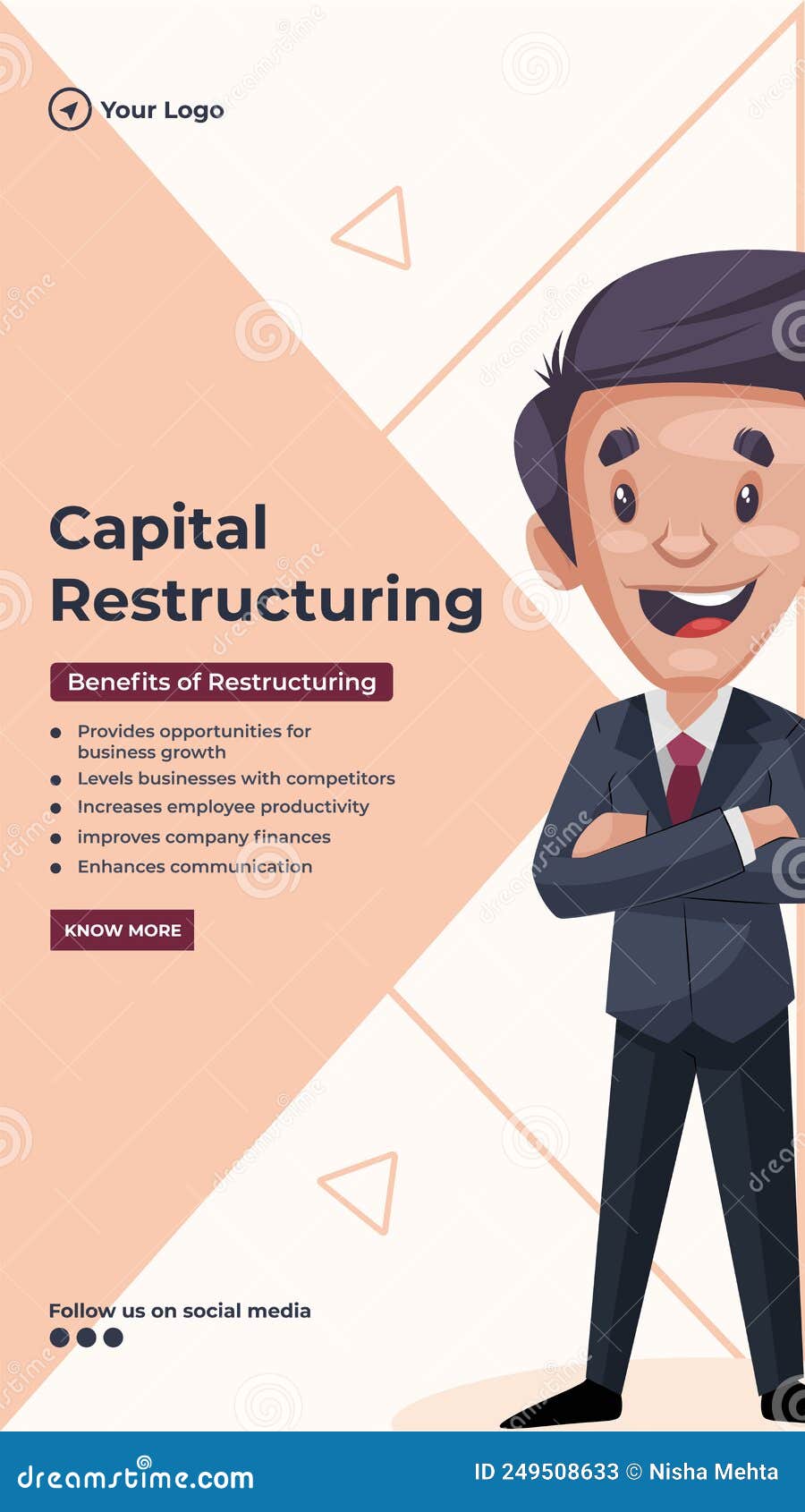 Capital Restructuring Portrait Template Design Cartoon Vector ...